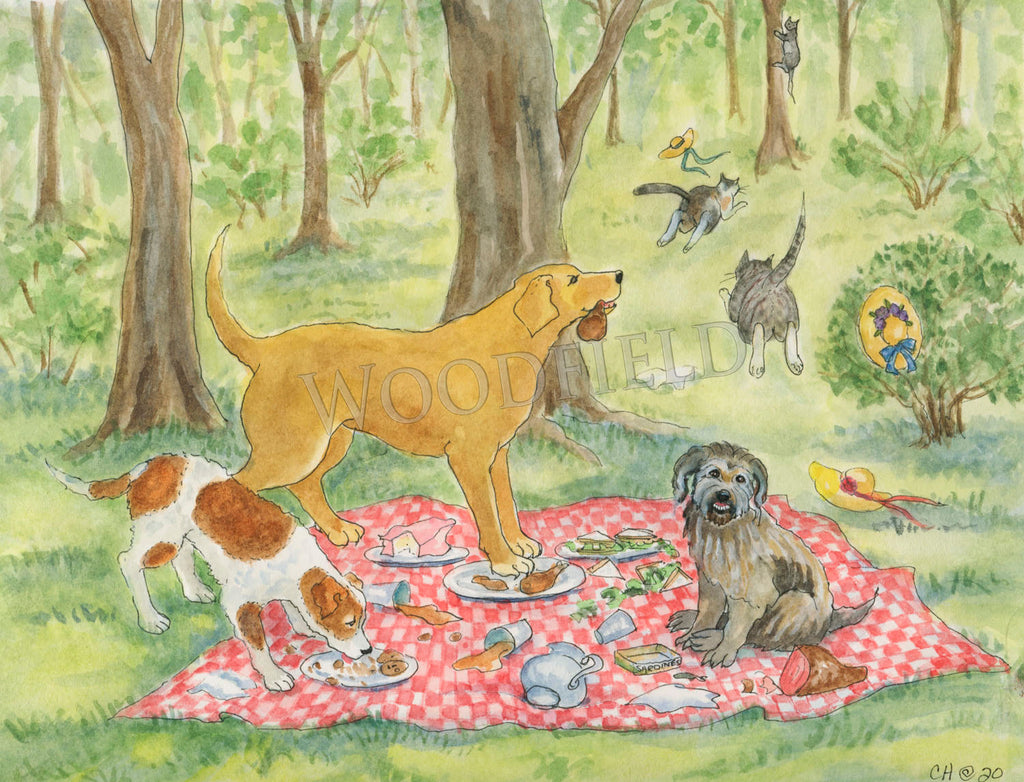 #315 - Bad Dog Picnic Notecard – Woodfield Press